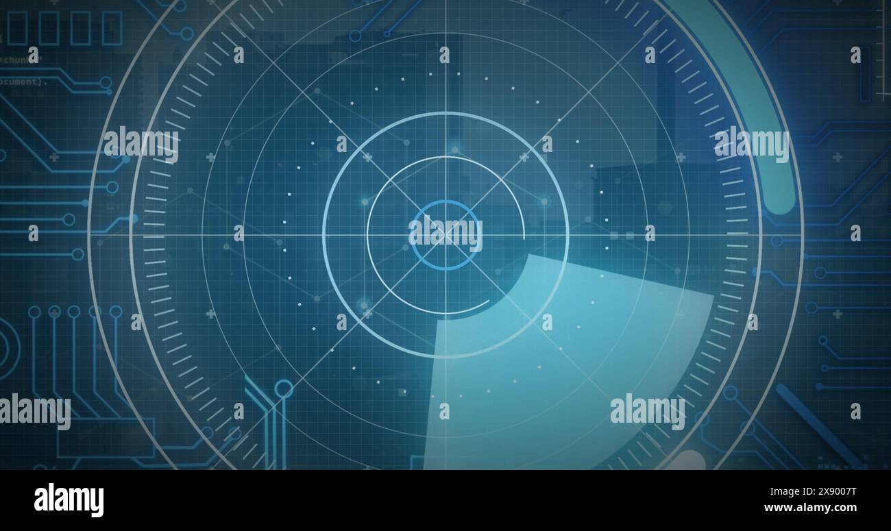 Image Of Scope Scanning And Data Processing Over Circuit Board Stock