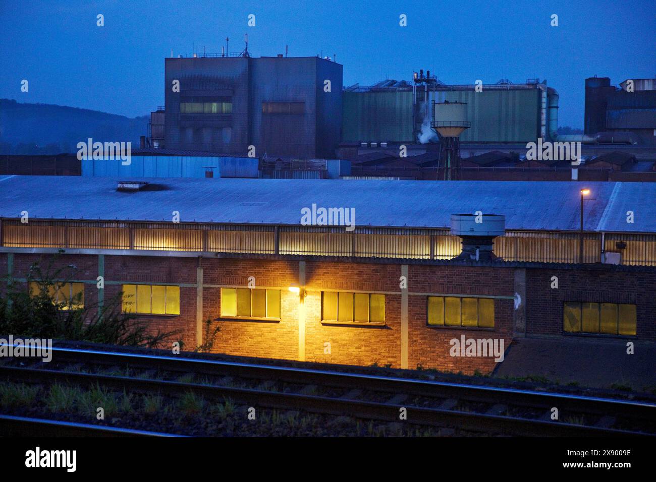 Deutsche Edelstahlwerke in the blue hour, Germany, North Rhine ...