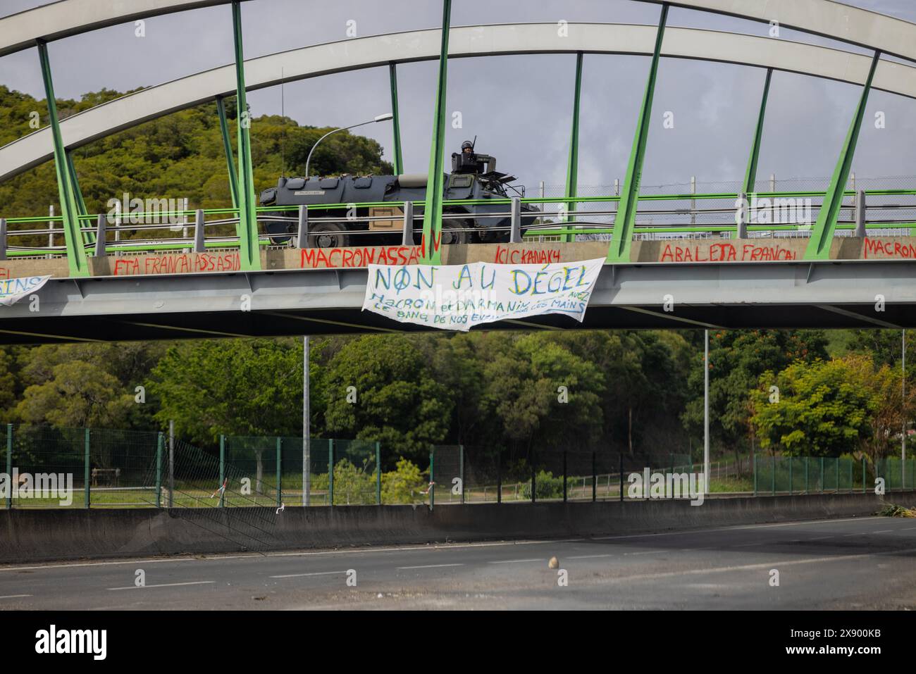 Noumea, New Caledonia. 28th May, 2024. An armored gendarmerie vehicle ...