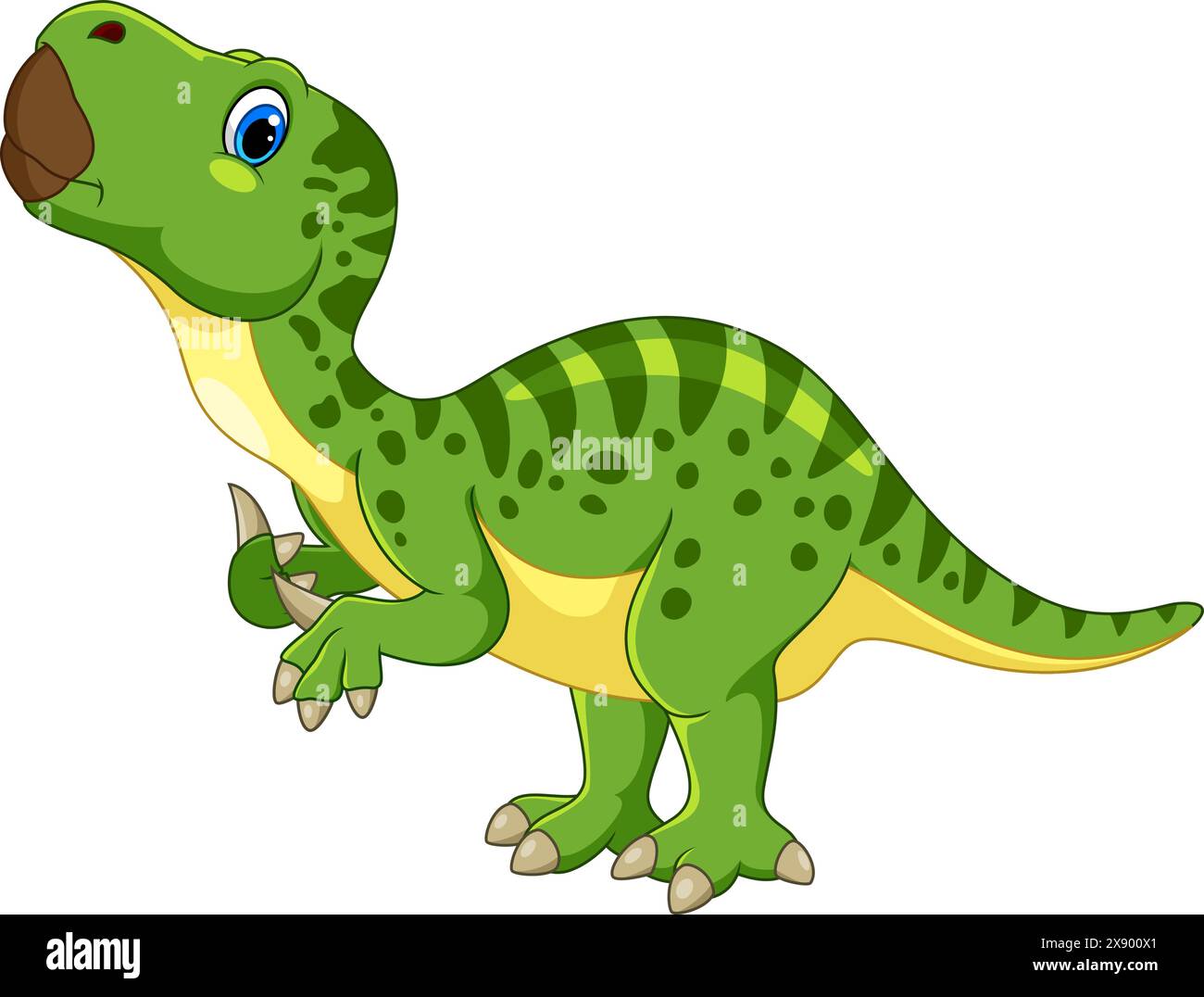 Cute dinosaur iguanodon cartoon vector illustration on white background ...