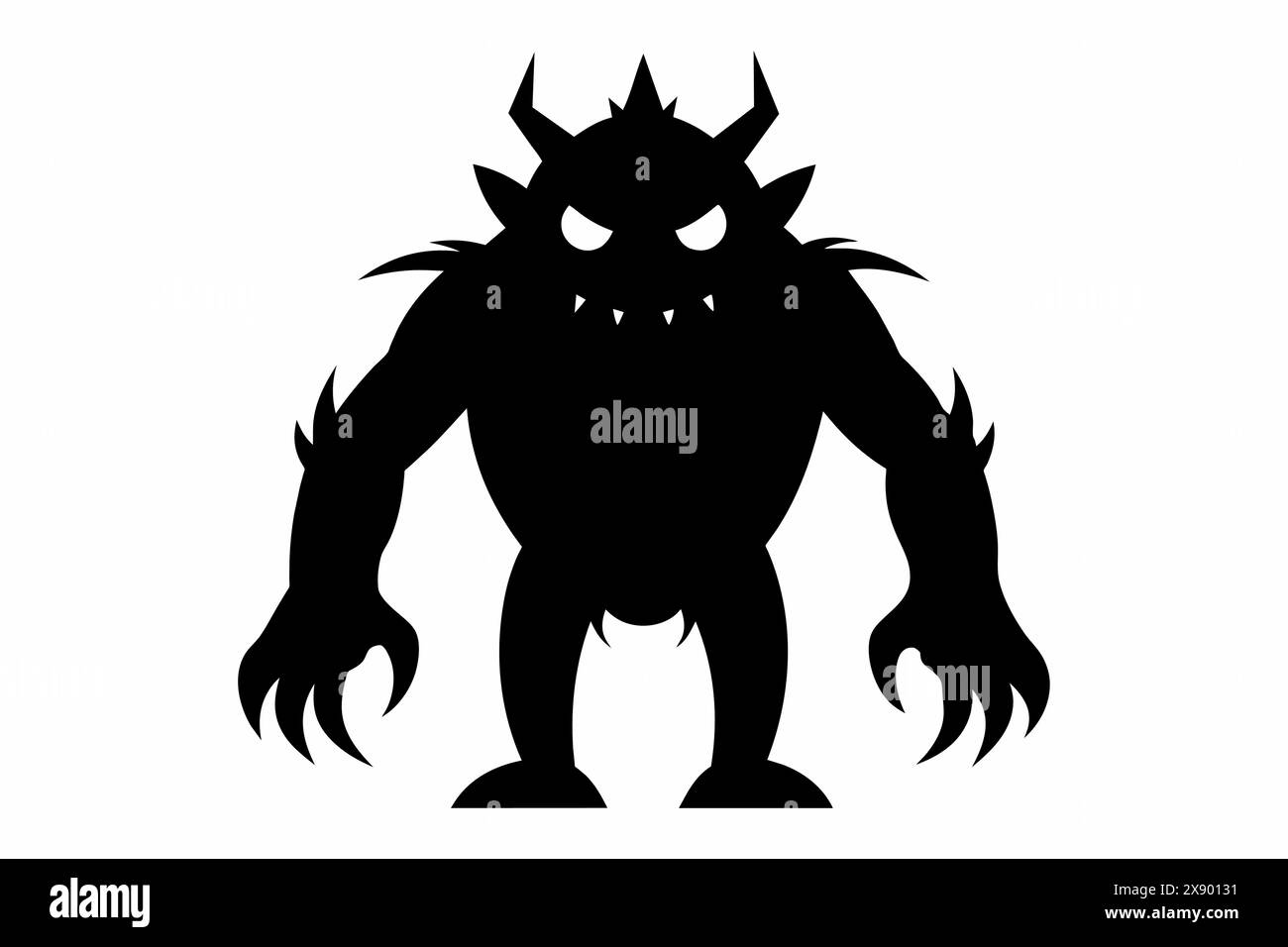 Black Silhouette of a Male Monster with Spikes and Claws. Horror ...