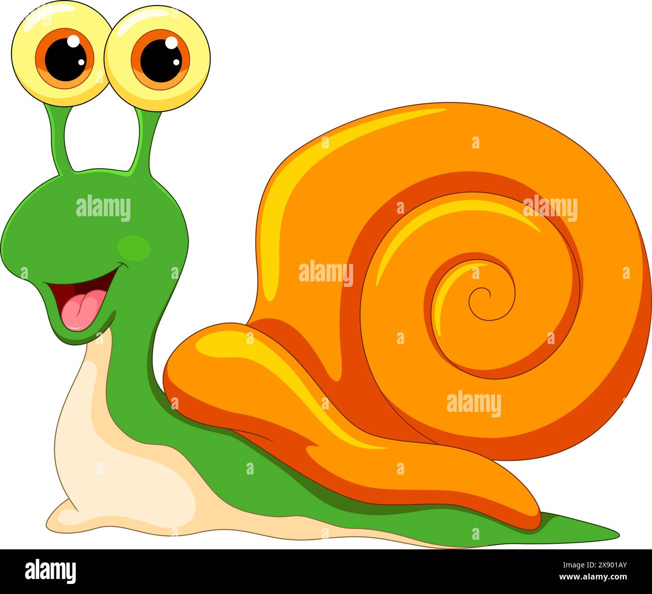 Vector illustration of Funny smiling snail isolated on white background ...