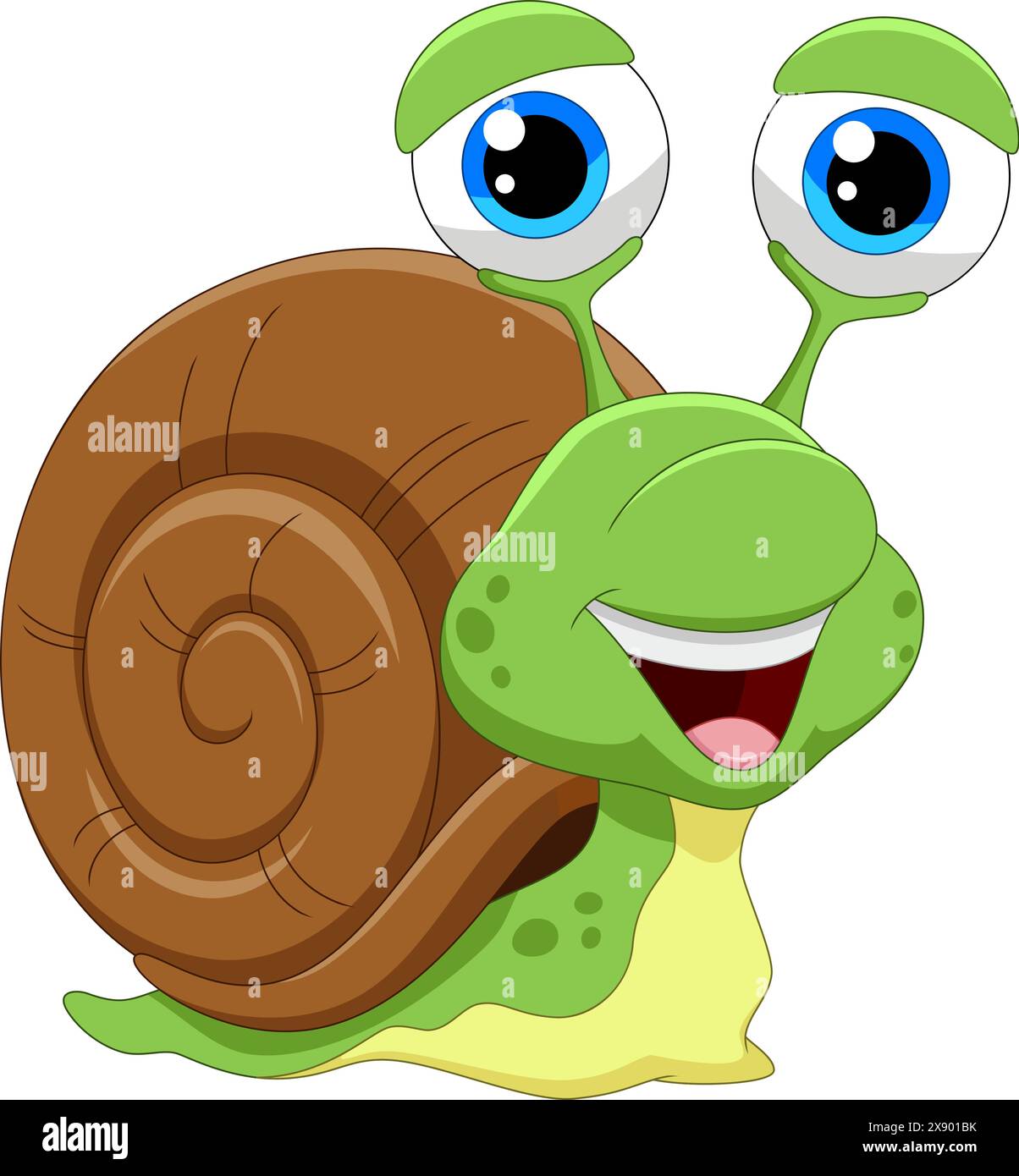 Vector illustration of Funny smiling snail isolated on white background ...
