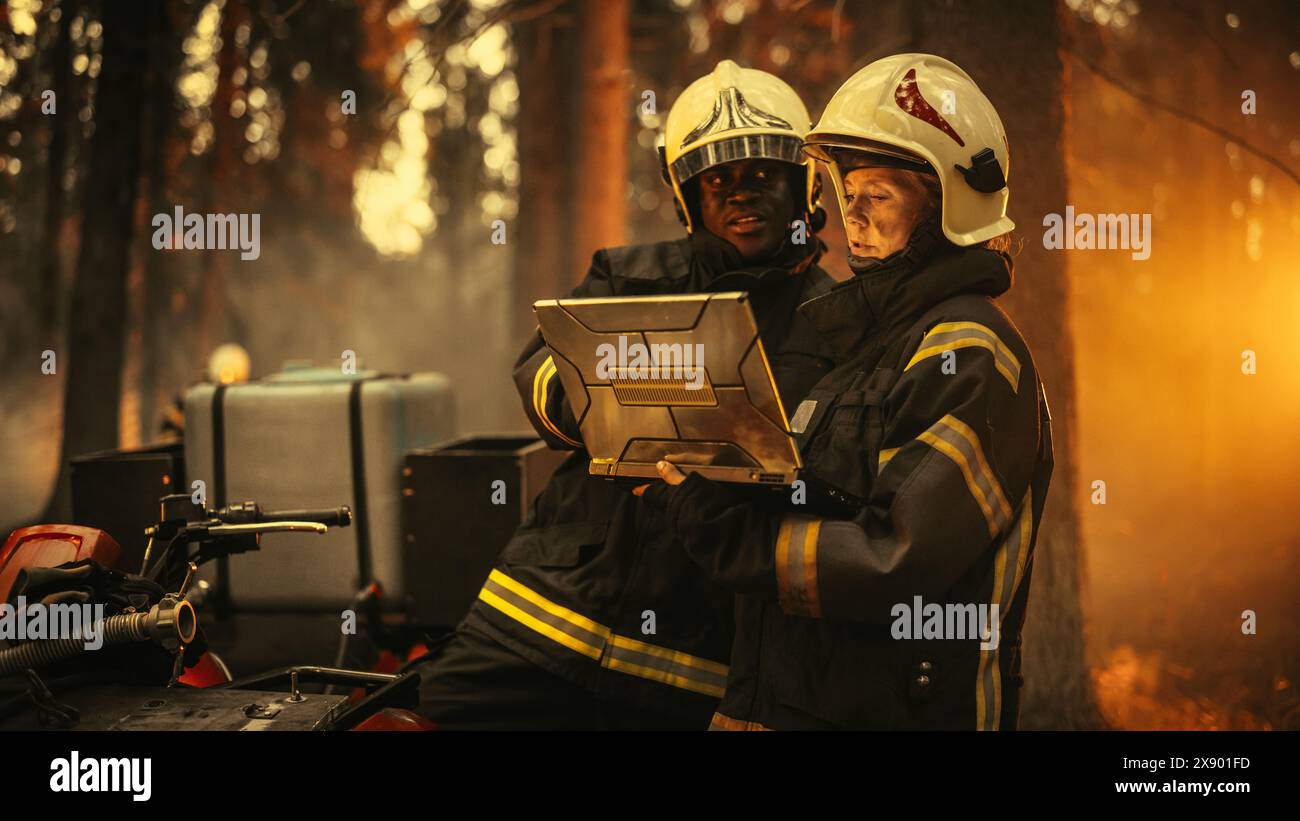 Fireman male female group using hi-res stock photography and images - Alamy