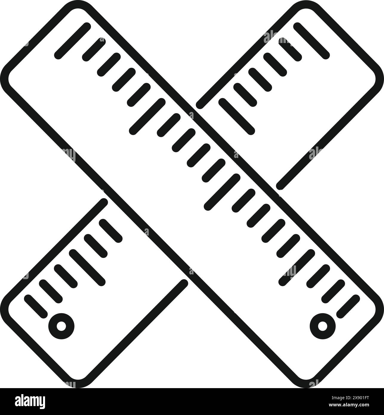 Vector illustration of two crossed rulers in a simple line art style ...