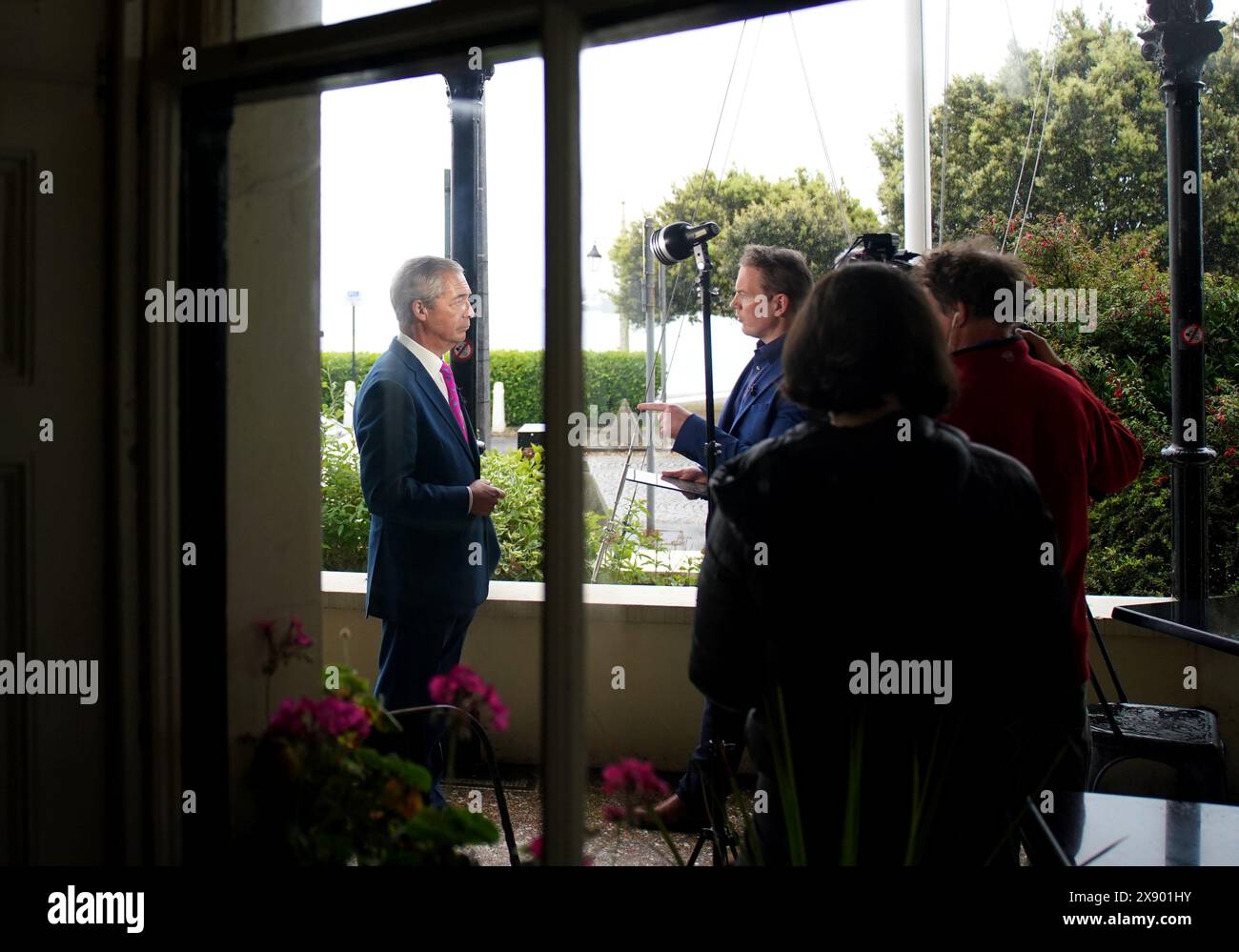 Nigel Farage conducting interviews after announcing Howard Cox as the ...