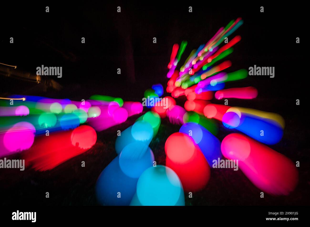 Light painting abstract background. Colorful light balls, long exposure ...
