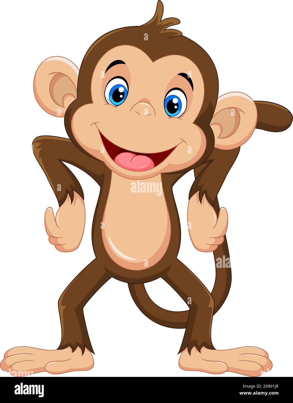 Funny monkey cartoon vector illustration on white background Stock ...