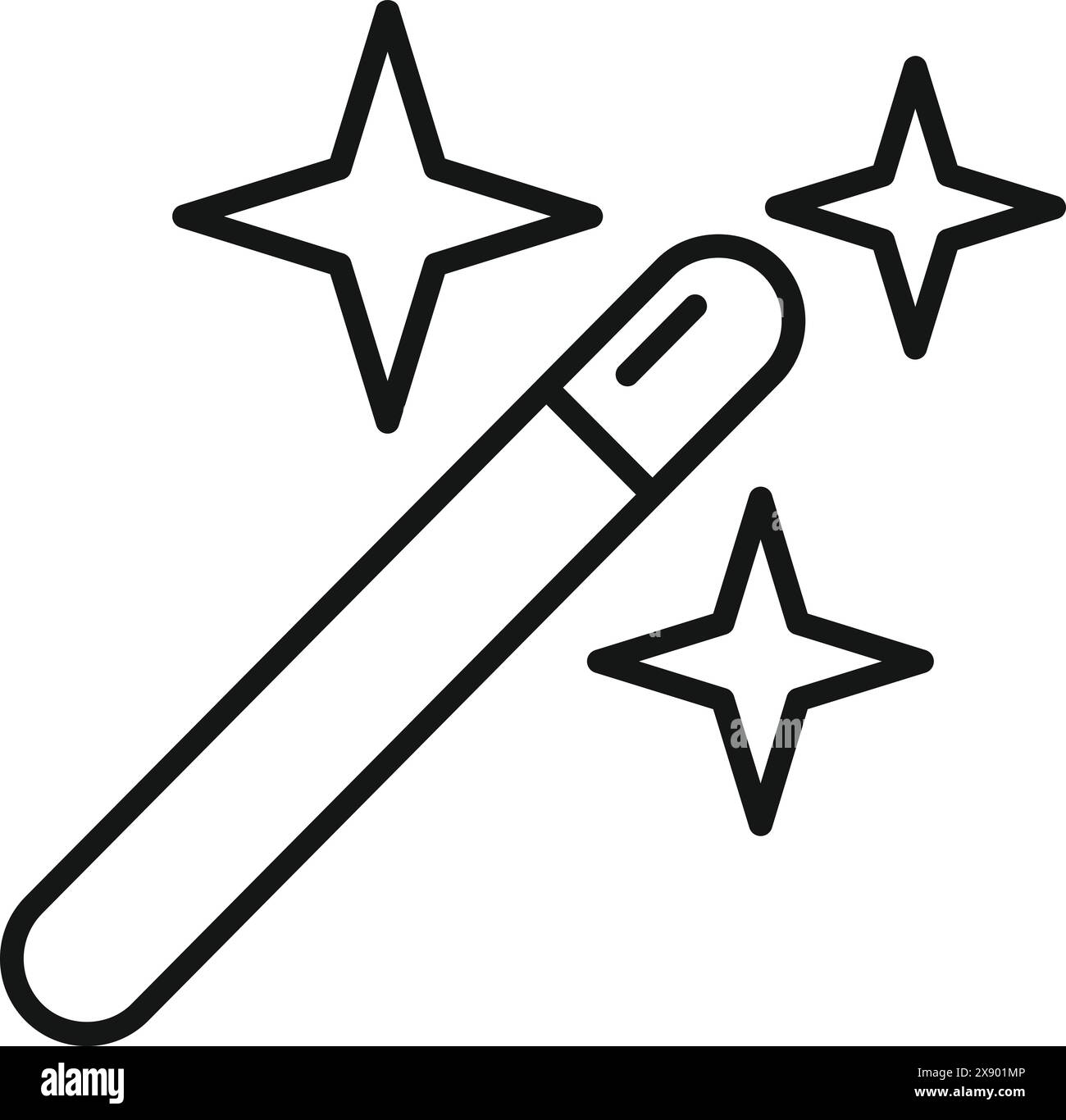 Simplistic line art of a magic wand with sparkling stars, suitable for ...