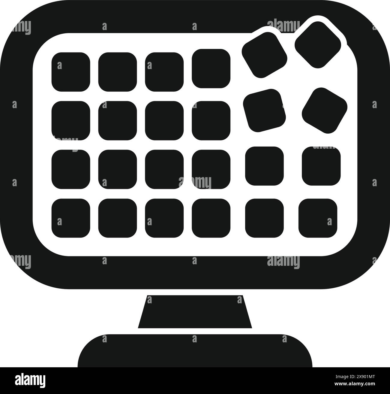 Simplistic icon illustration of a computer keyboard in black and white ...
