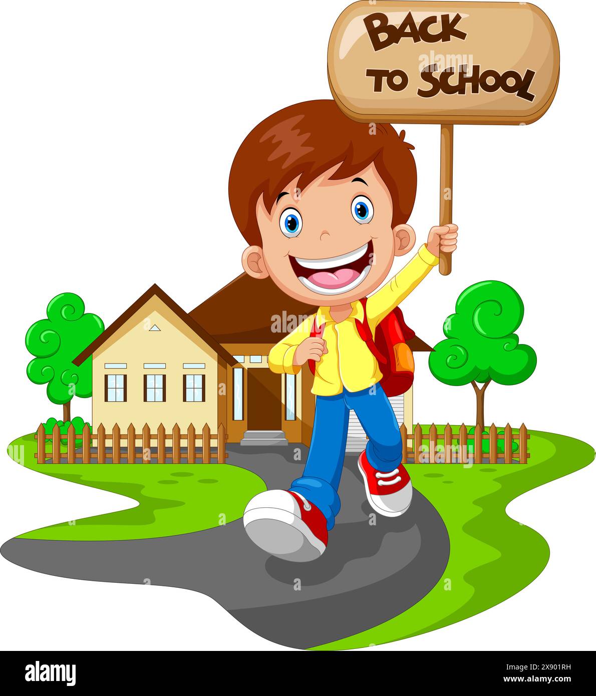 Cartoon happy boy pointing hi-res stock photography and images - Alamy