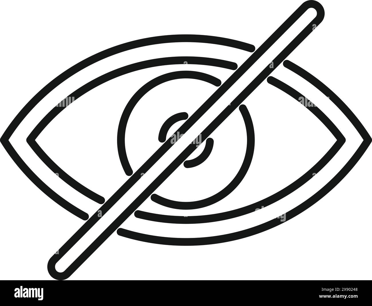 Vector illustration of a blind eye symbol with a crossedout line ...