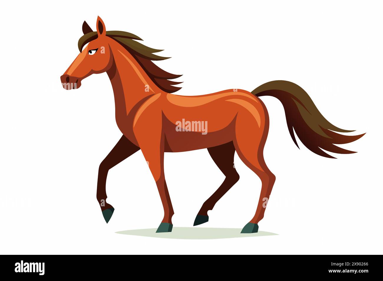 Brown horse with black mane in walking posture, equine, domestic animal ...