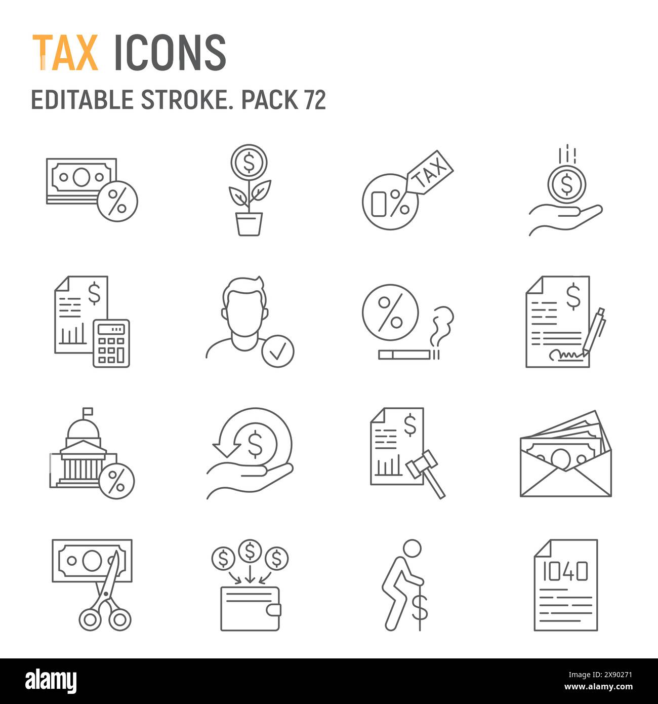 Tax line icon set, taxation collection, vector graphics, logo ...