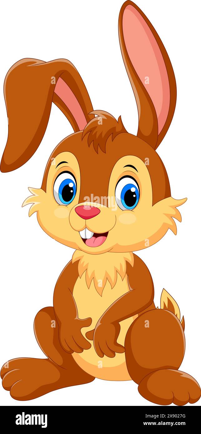 Happy bunny cartoon isolated on white background Stock Vector Image ...