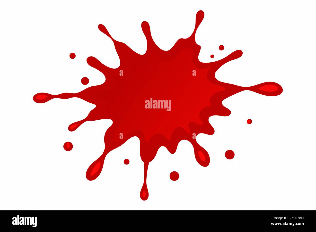 Red paint splash isolated on white background. Blood stain. Abstract ...