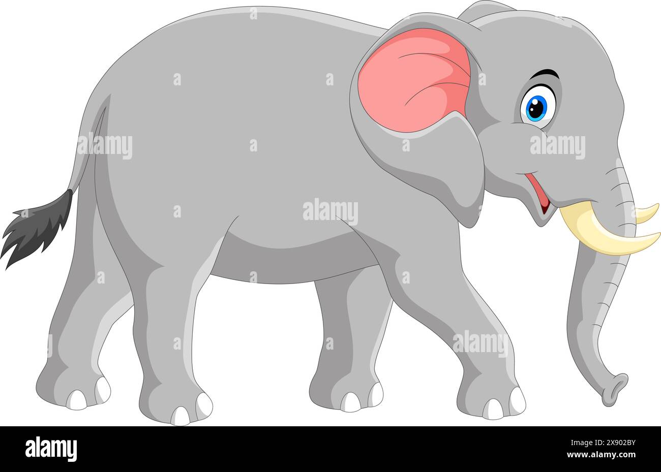 Vector illustration of cute elephant cartoon on white background Stock ...