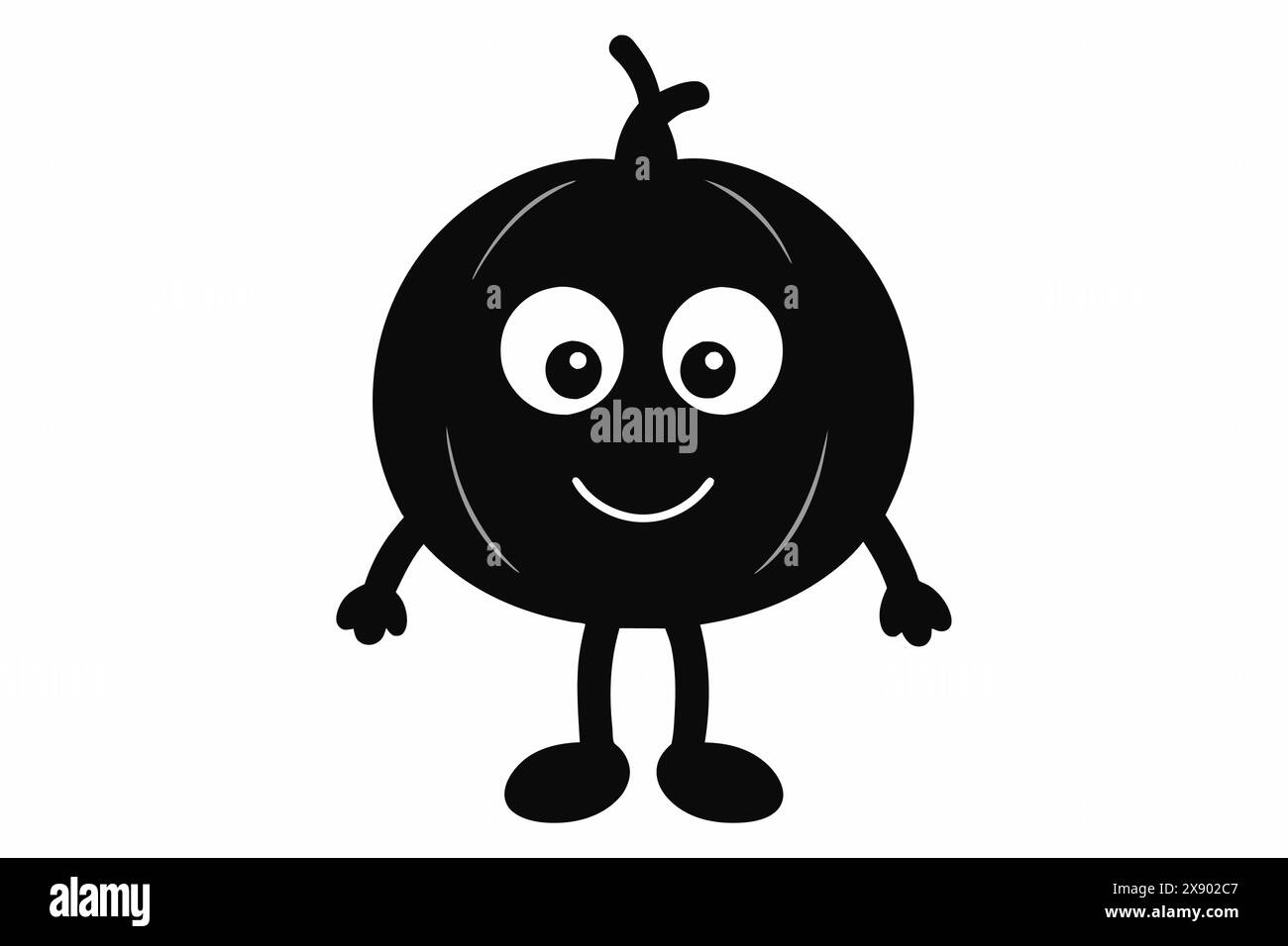 Cute cartoon character of a smiling round fruit with arms and legs ...
