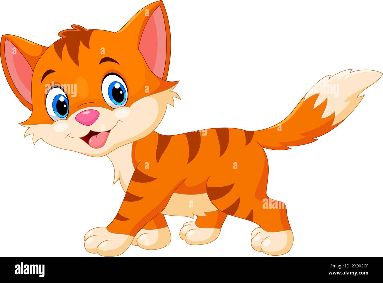 Cute Cartoon kitten isolated on a white background Stock Vector Image ...