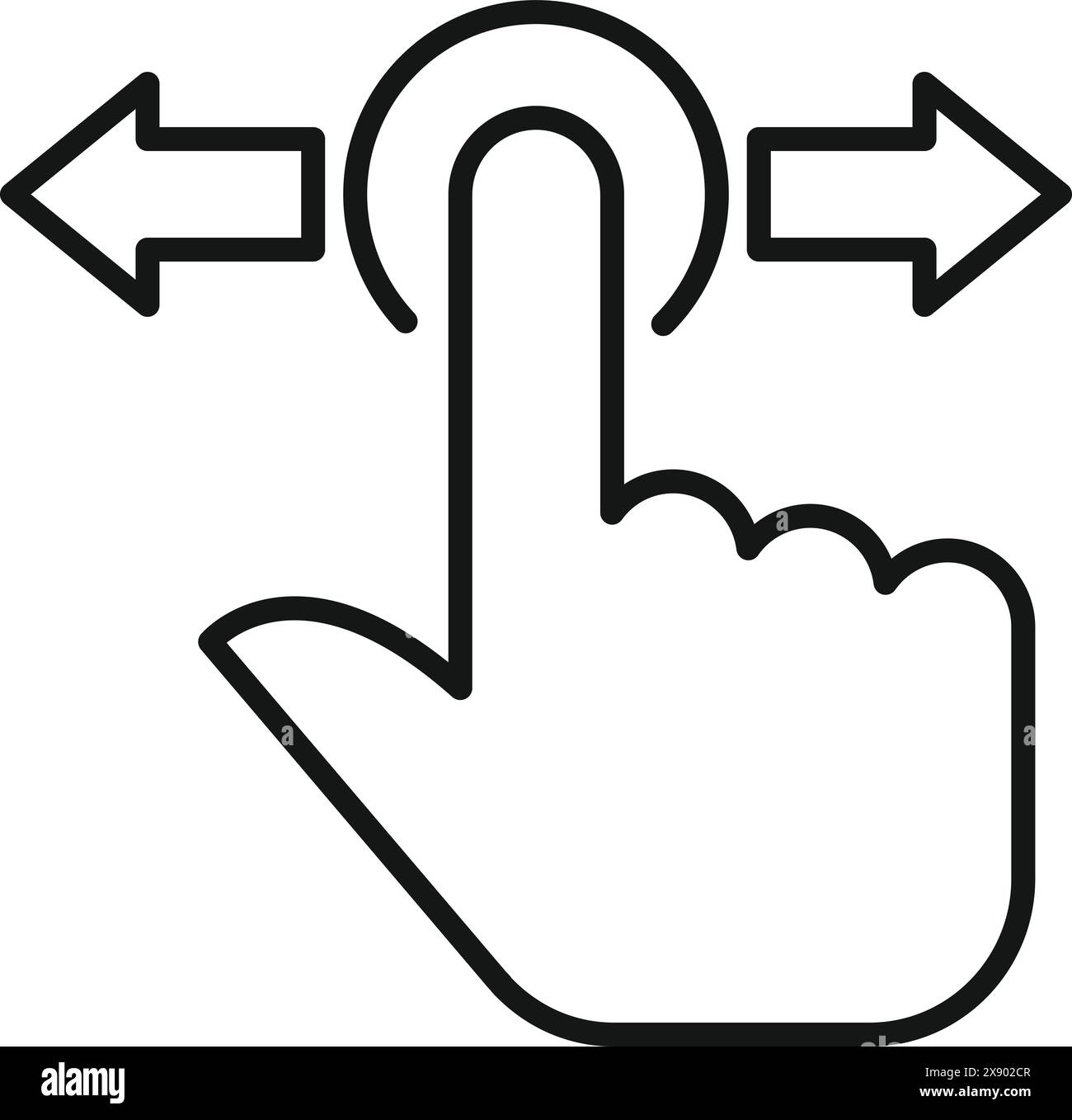 Vector illustration of a touch screen gesture icon with an arrow and a ...