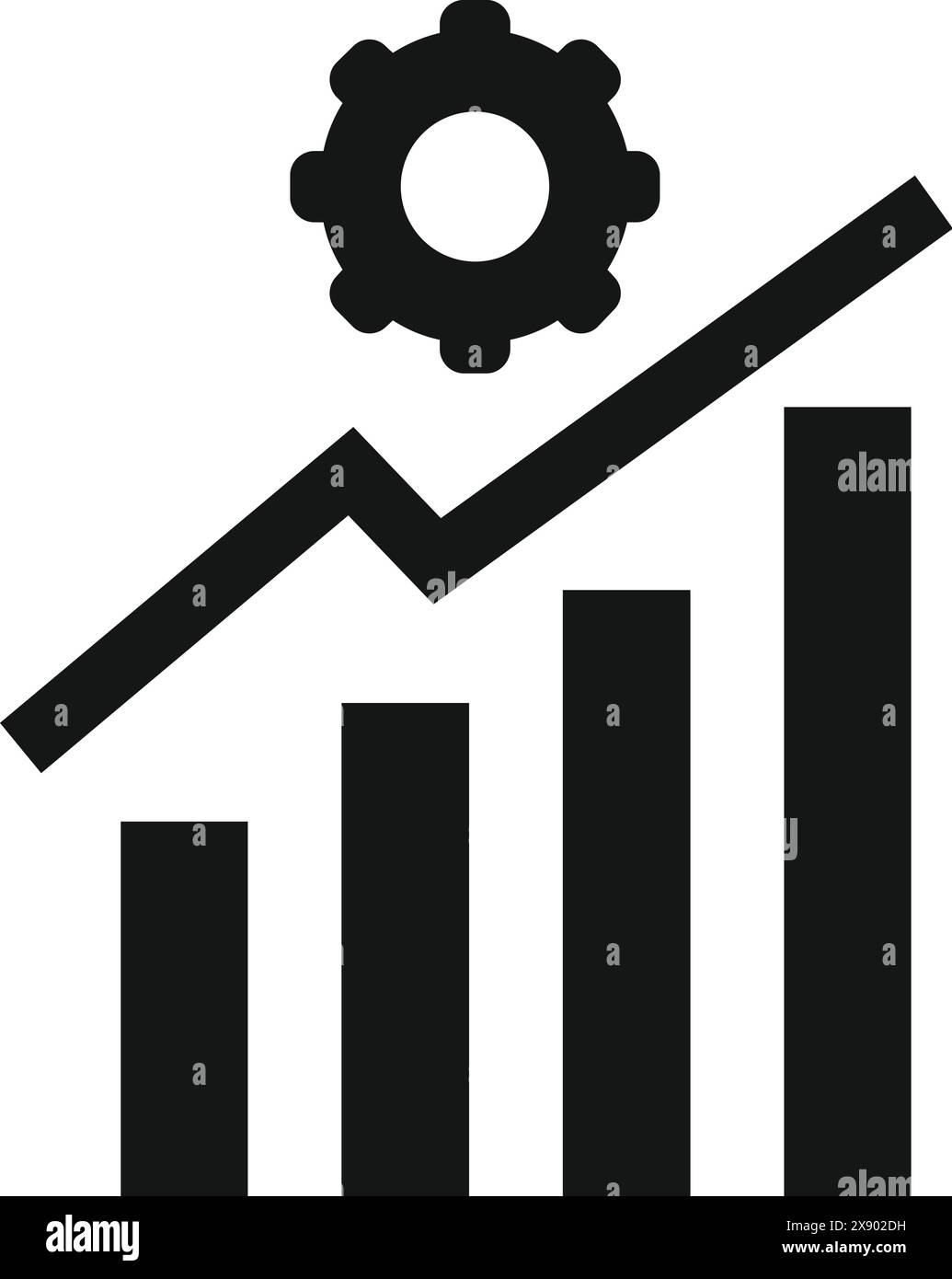 Vector industrial growth concept icon with gear. Upward trend graph ...