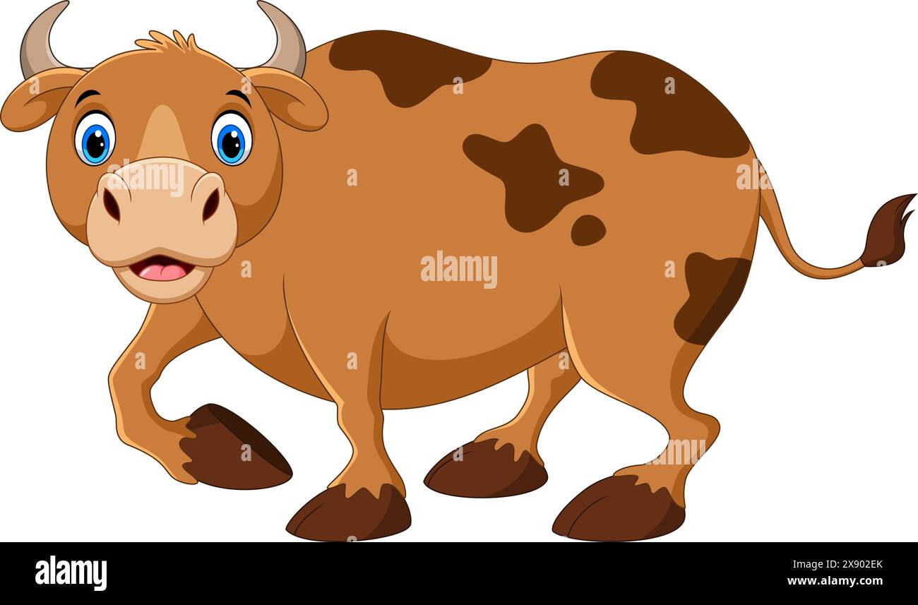 Cartoon cute cow vector illustration on white background Stock Vector ...