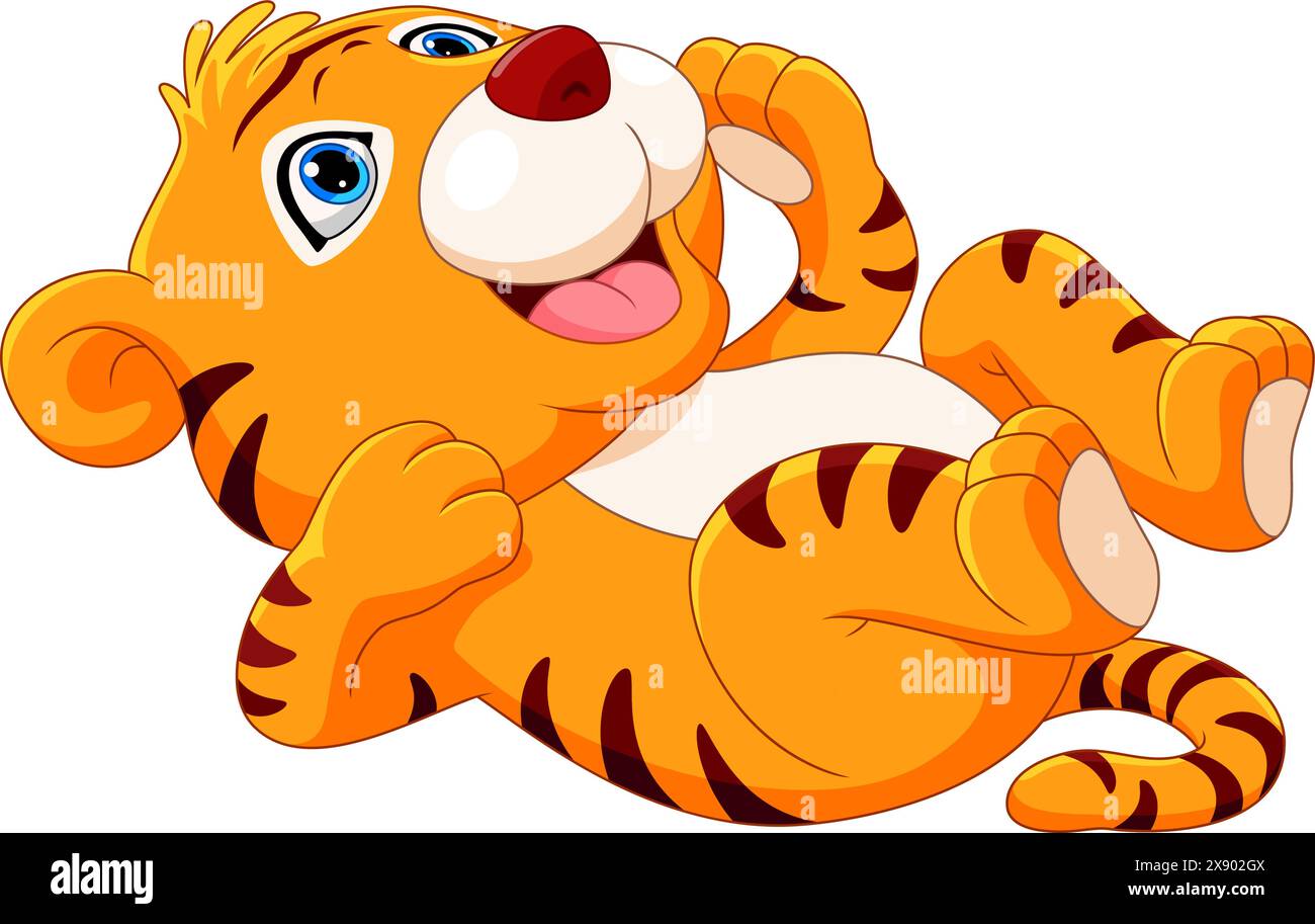 Cute Baby Tiger Cartoon Isolated On White Background Stock Vector Image