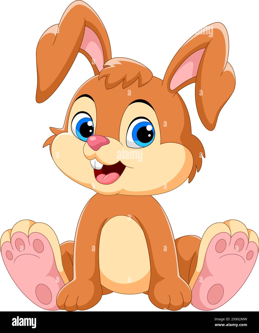 Happy bunny cartoon isolated on white background Stock Vector Image ...