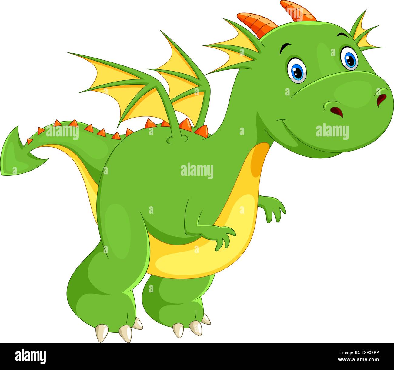 Vector illustration of funny cartoon Dragon isolated on white ...