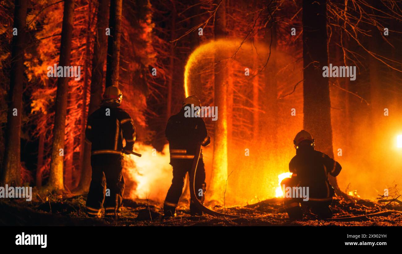Shot From The Back of a Professional Firefighters Steadily ...
