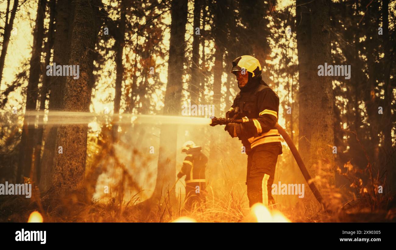 Portrait of a Handsome Professional Firefighter Methodically ...