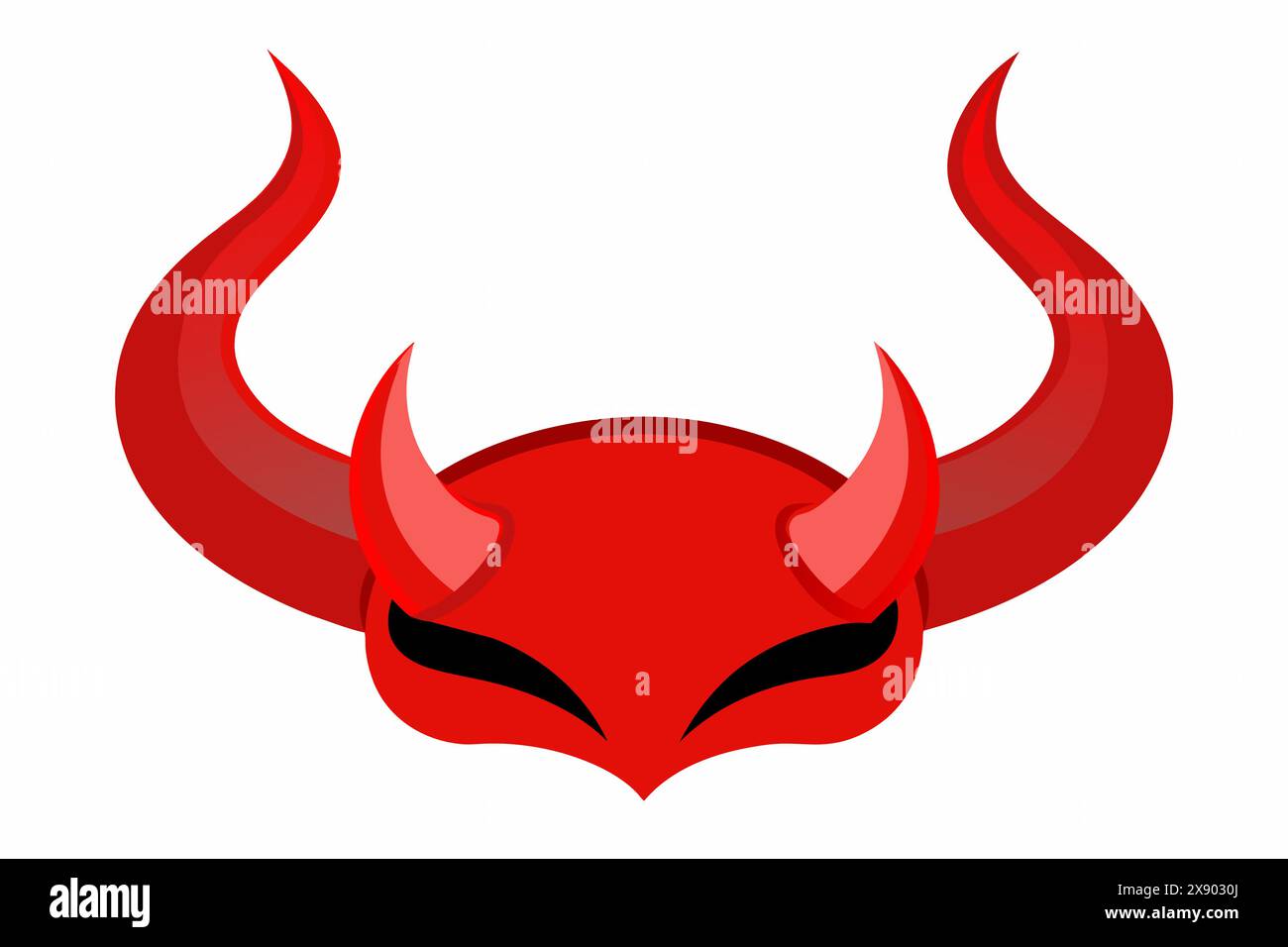 Red devil horns symbol with a curved shape design. Halloween, evil ...