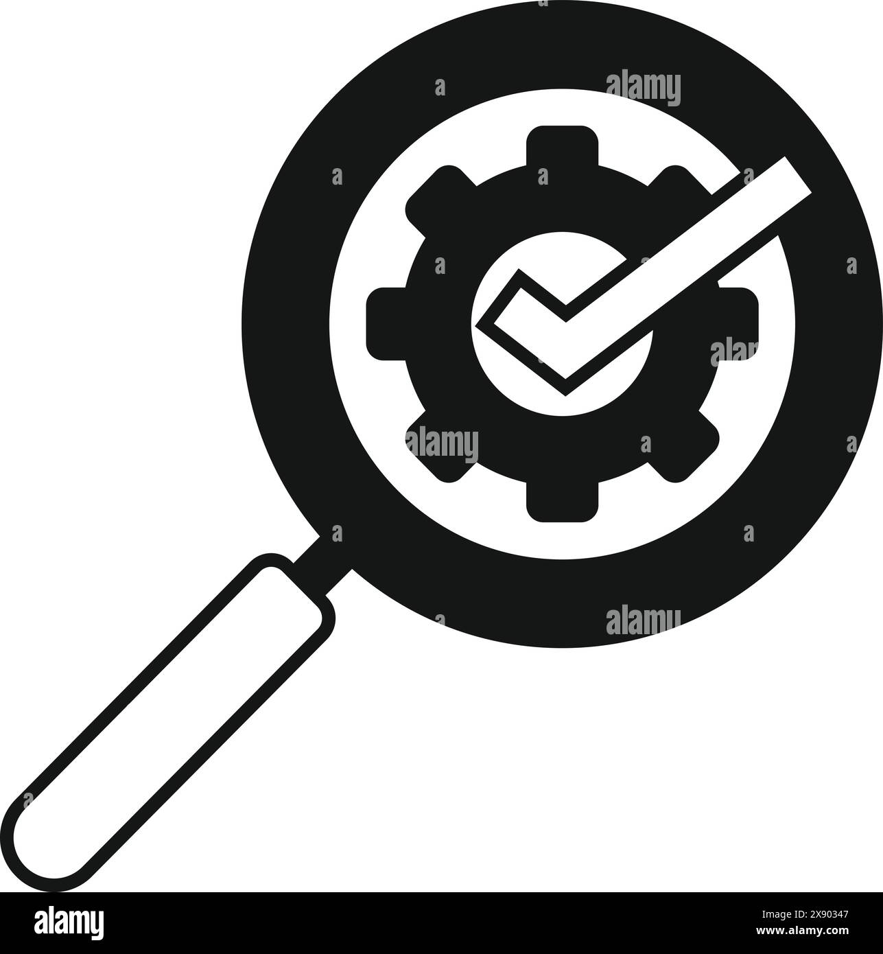 Quality control concept icon with magnifying glass, check mark, and ...