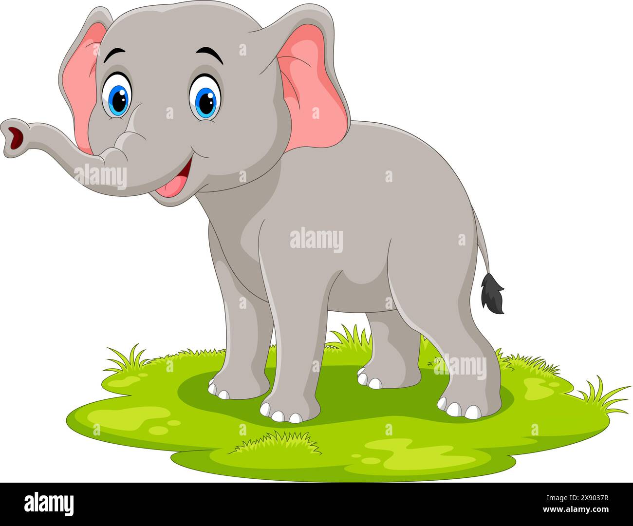 Vector illustration of cute elephant cartoon on white background Stock ...