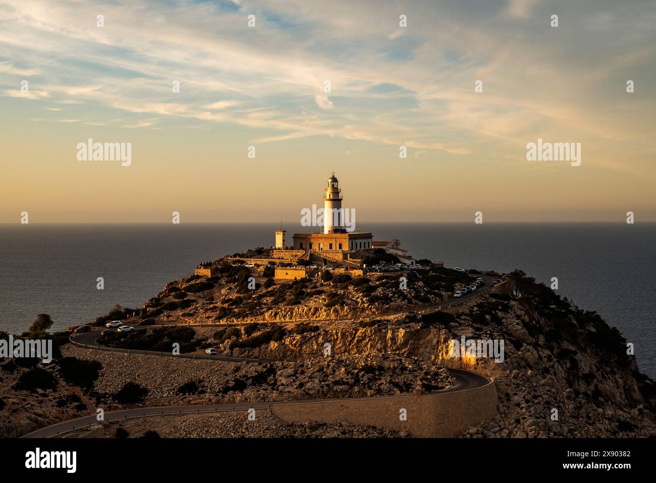 Cap de Formentor lighthouse at sunset, Majorca Island, Balearic Islands ...