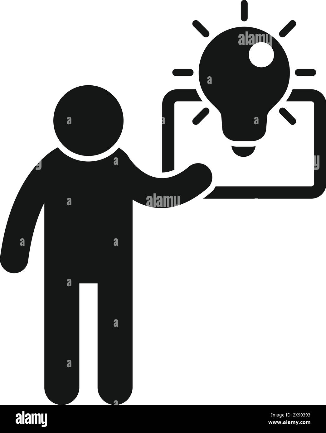 Vector illustration of a person presenting an innovative idea with a ...