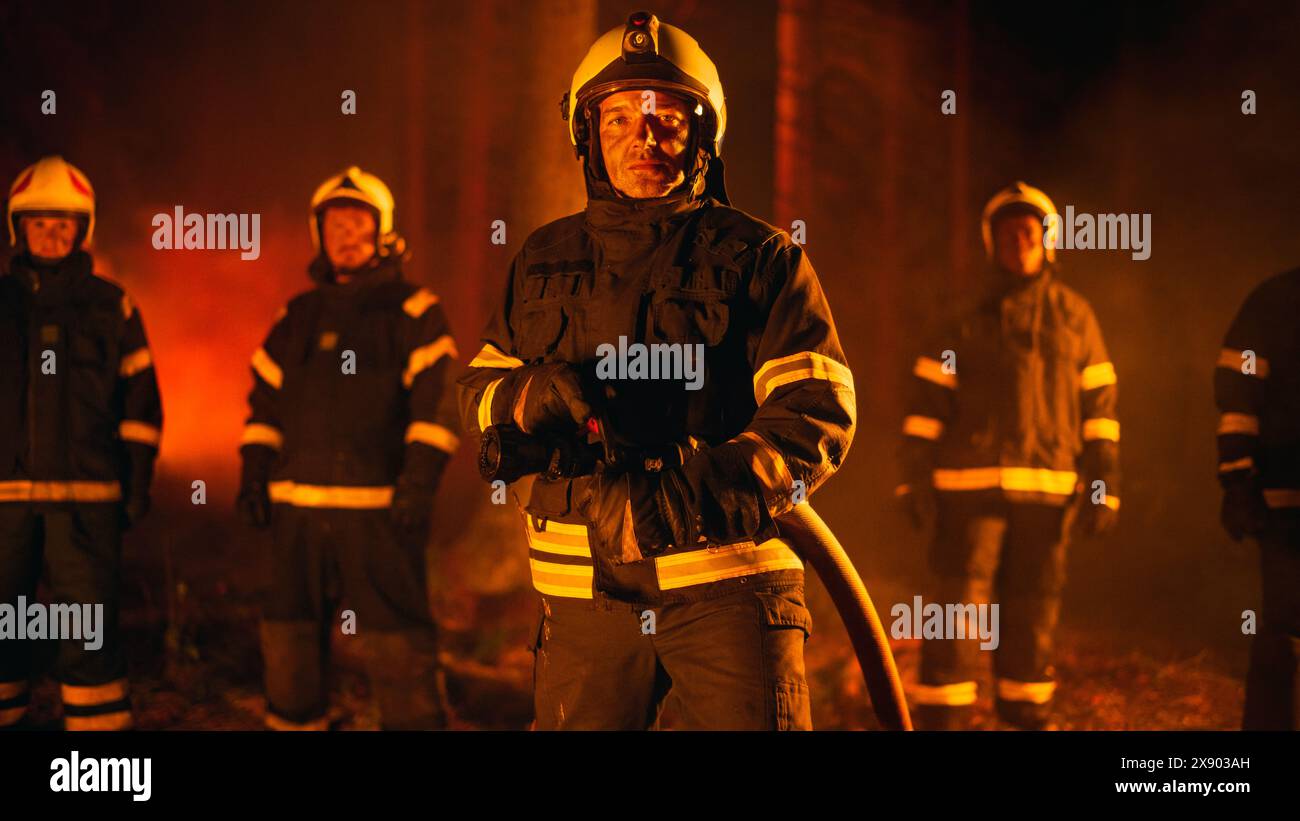 Portrait of a Brave Handsome Crew Leader in Safety Uniform and a Helmet ...