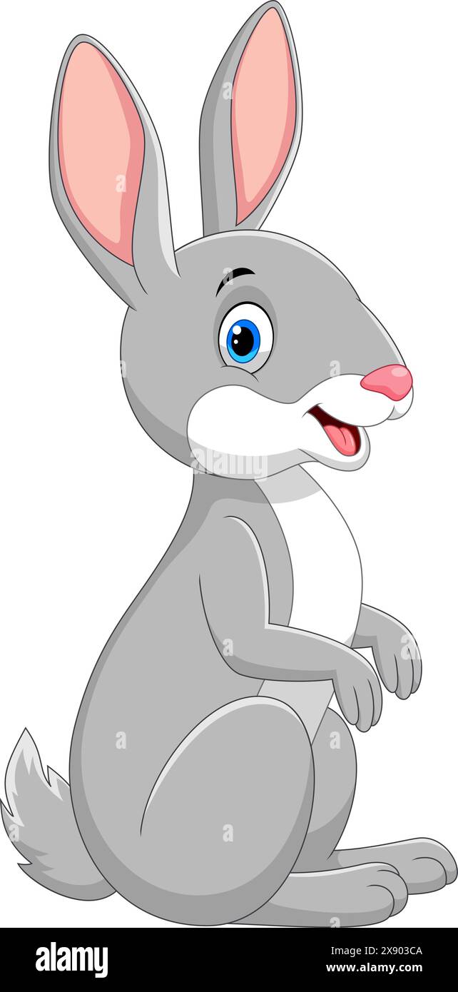 Happy bunny cartoon isolated on white background Stock Vector Image ...