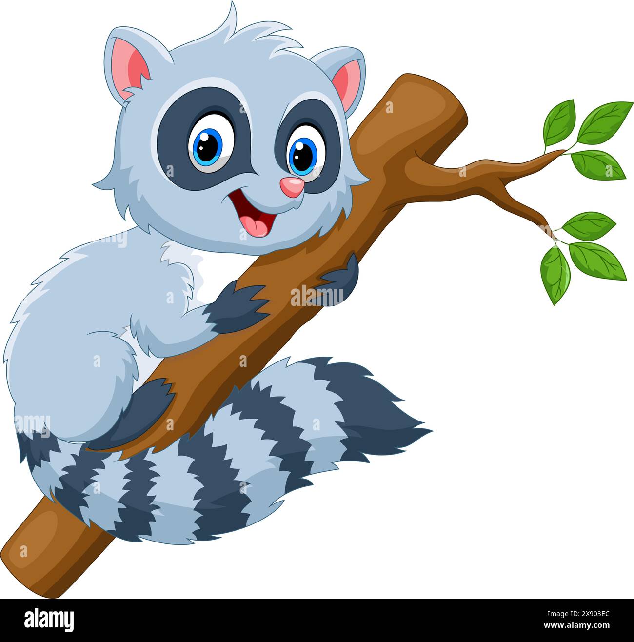 Vector illustration of Cartoon cute raccoon on white background Stock ...