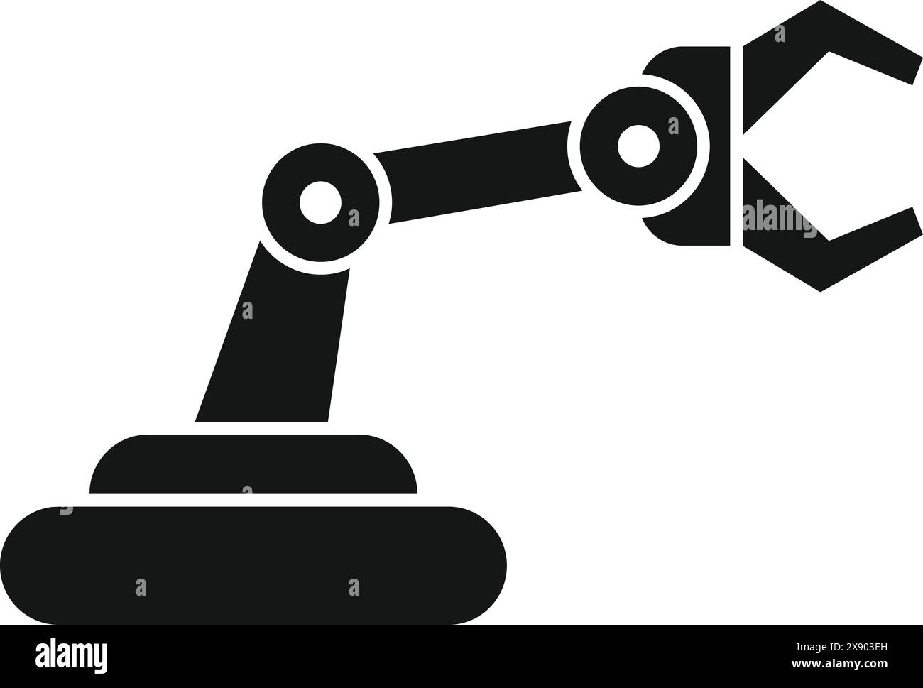 Modern industrial robotic arm icon representing advanced automation technology in manufacturing ...