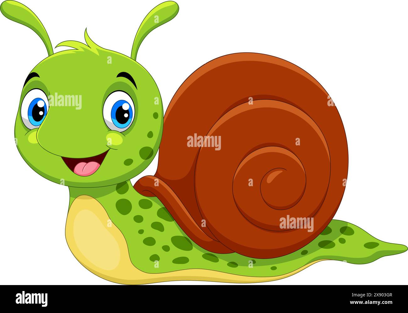 Vector illustration of Funny smiling snail isolated on white background ...