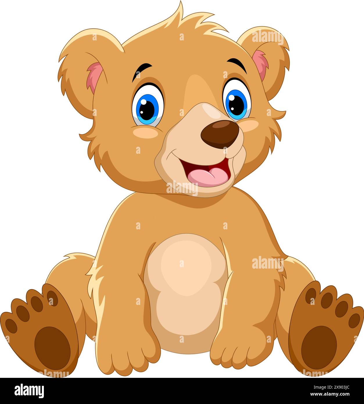 Vector Illustration of a Brown Bear Smiling on white background Stock ...