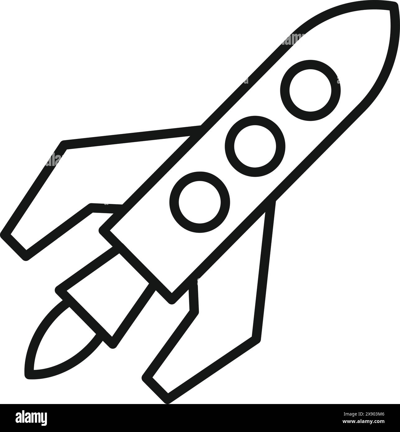 Black and white line art of a stylized rocket, suitable for various ...