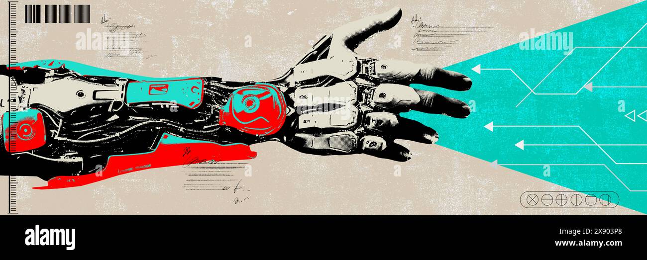 Advanced Robotic Prosthesis. Robotic hand with detailed elements ...