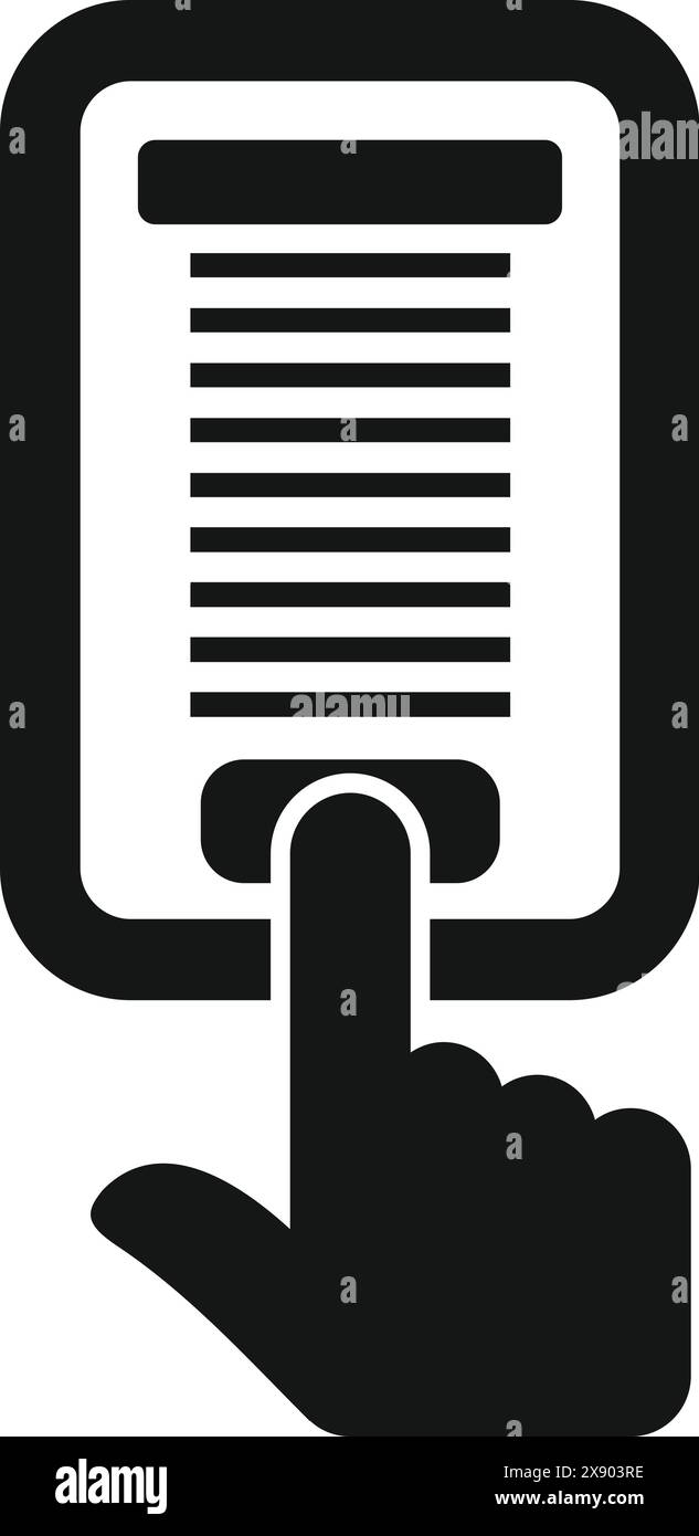 Graphic icon representing a hand selecting a digital document or a touch screen interface Stock ...