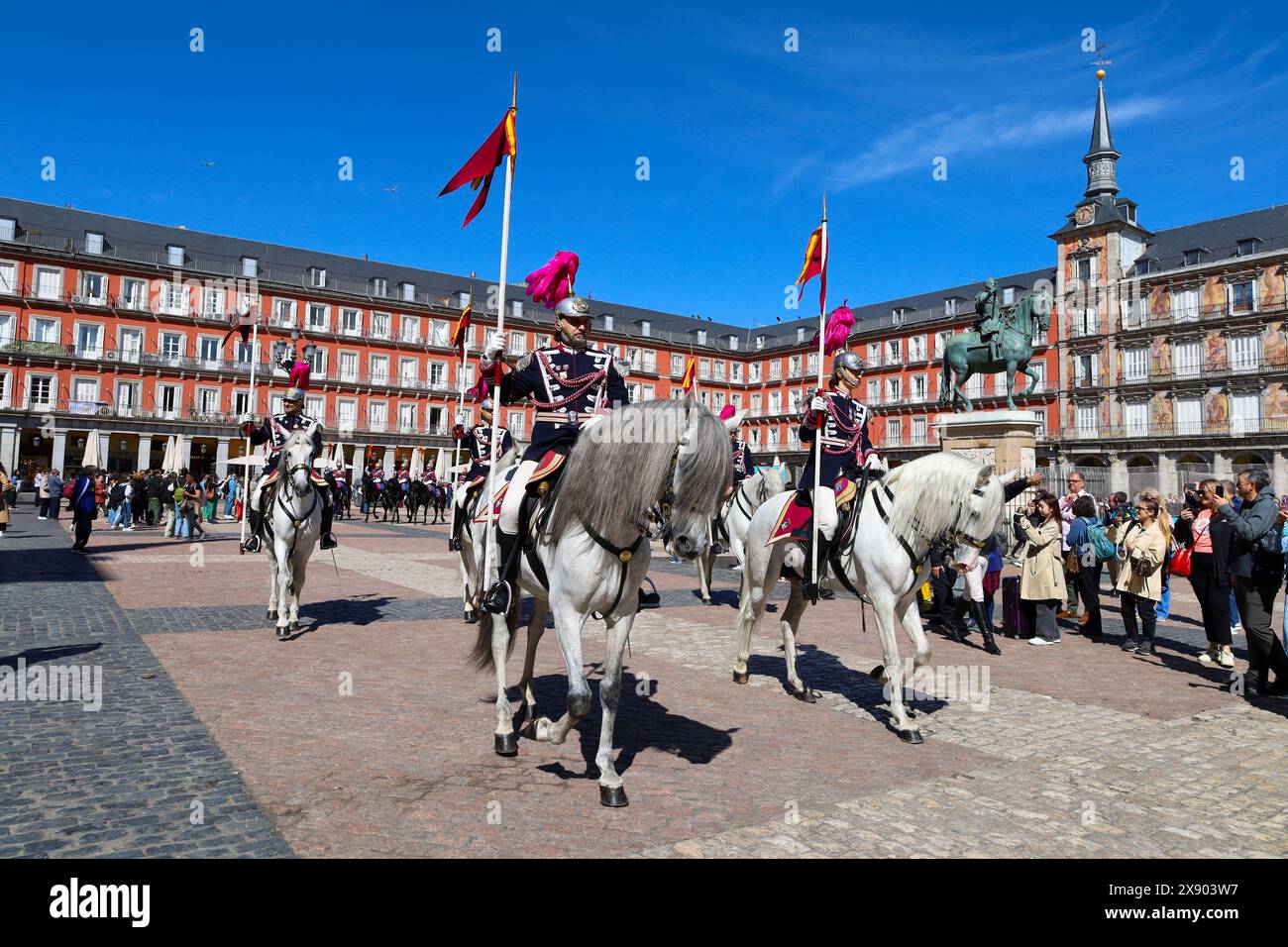 Madrid, Spain- April 8, 2024: Cuirassiers of the Royal Guard in ...