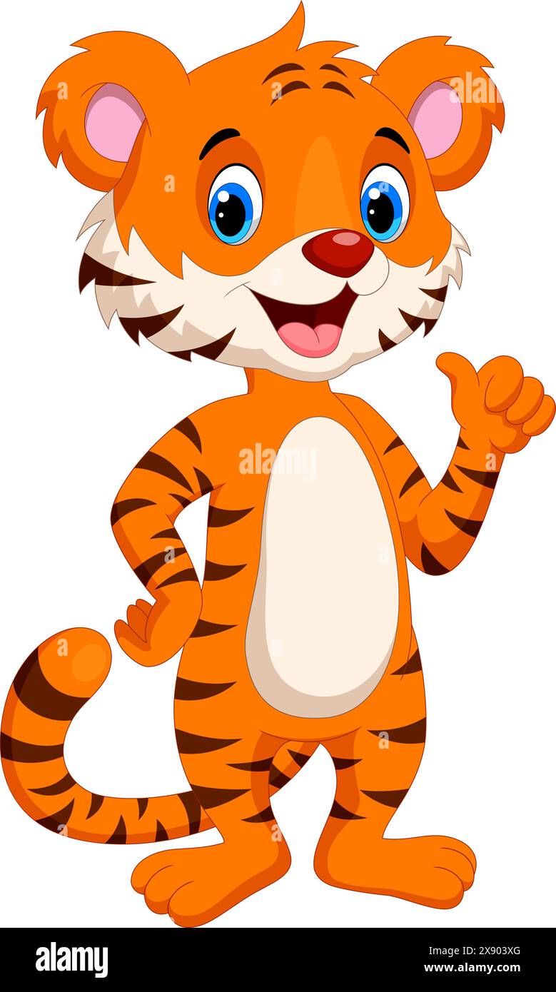 Cute tiger cartoon isolated on white background Stock Vector Image ...