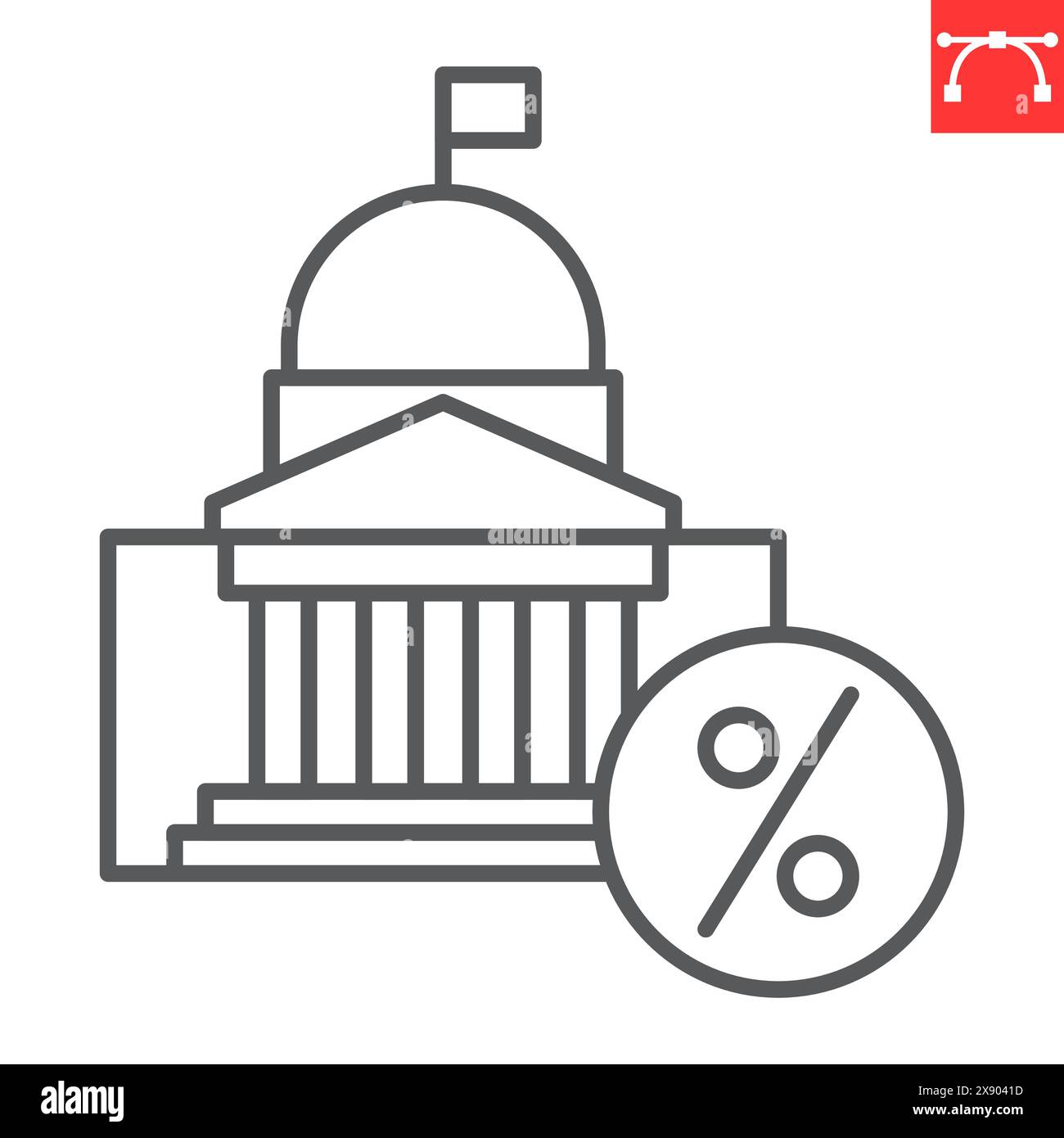 Federal income tax line icon, tax and finance, government vector icon ...