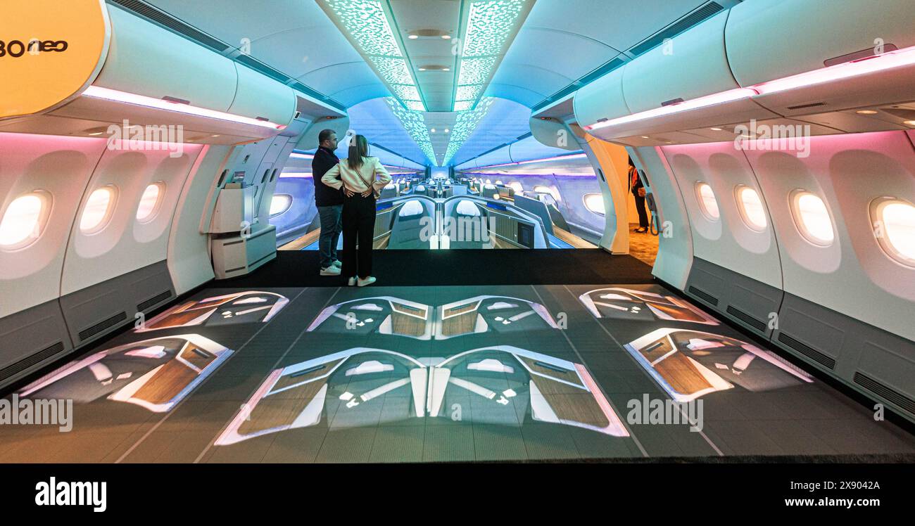28 May 2024, Hamburg: At the "Aircraft Interiors Expo (AIX)" trade fair ...