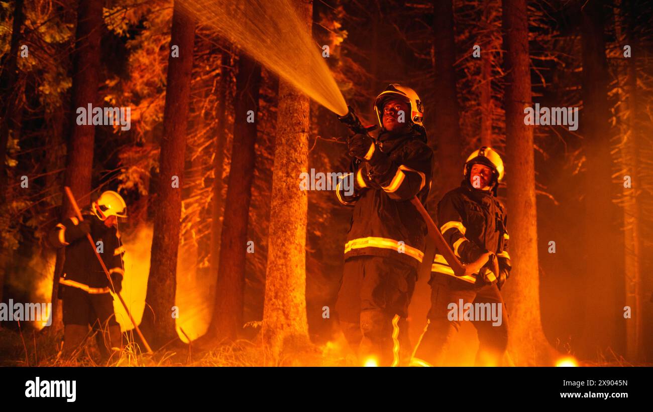 Brave Professional African Firefighter Leading the Team and Stays Calm ...